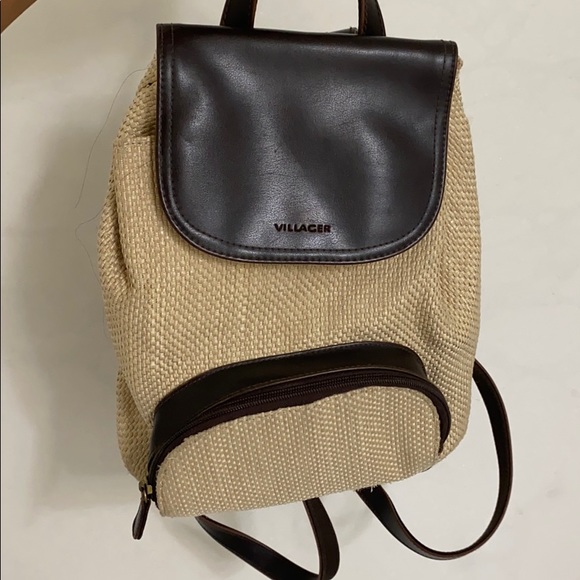 villager | Bags | Vintage Villager Leather And Canvas Mini Backpack ...